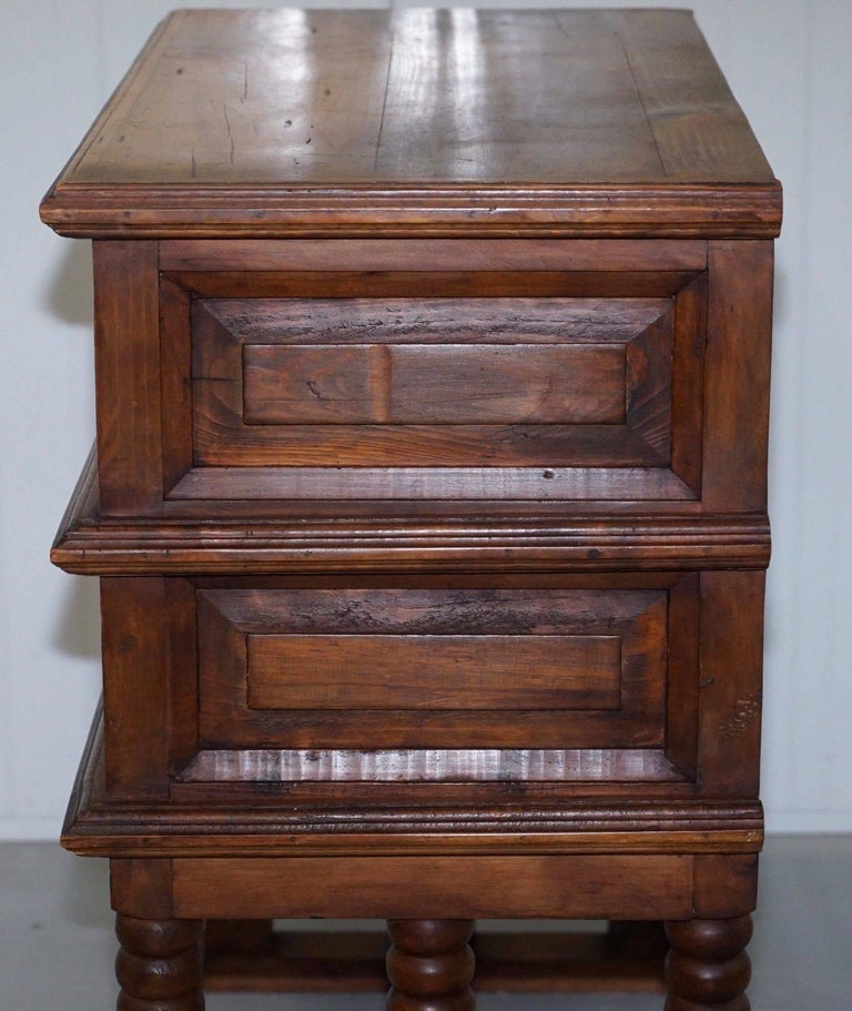 Solid Oak Bobbin Turned Triple Leg Sideboard Chest of Drawers Great ...