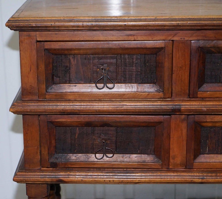 Solid Oak Bobbin Turned Triple Leg Sideboard Chest of Drawers Great ...