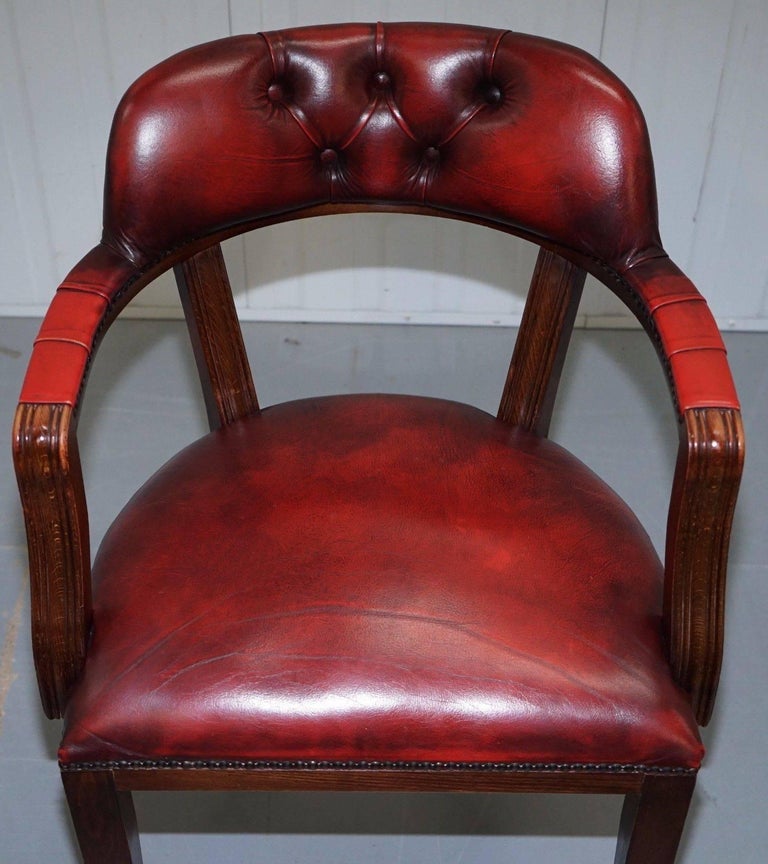 Lovely Oxblood Leather Chesterfield Court Chair for Desks or Guests ...