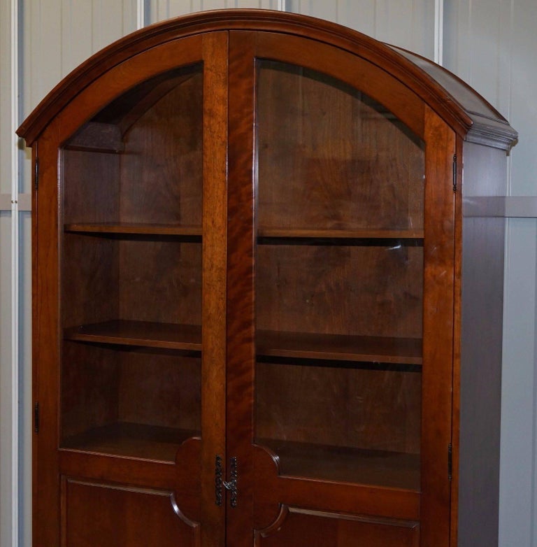 Solid Mahogany Bow Topped Bookcase with Glass Door at 1stDibs