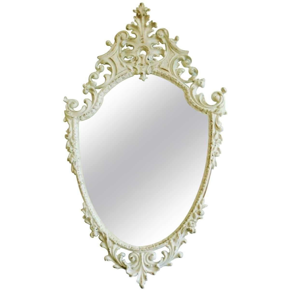 Antique Italian Rococo Style Hand-Carved Wood Gilded and White Arched ...