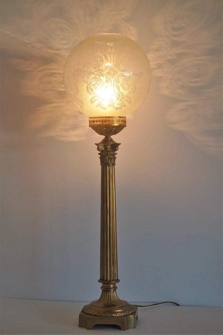 Large 19th Century Bronze Column Candelabra Table Lamp at 1stDibs