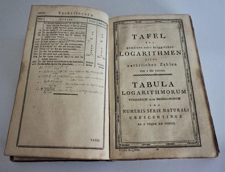 Georg 'Jurij' Vega First Edition Logarithmic, Trigonomet Tables, Vienna ...