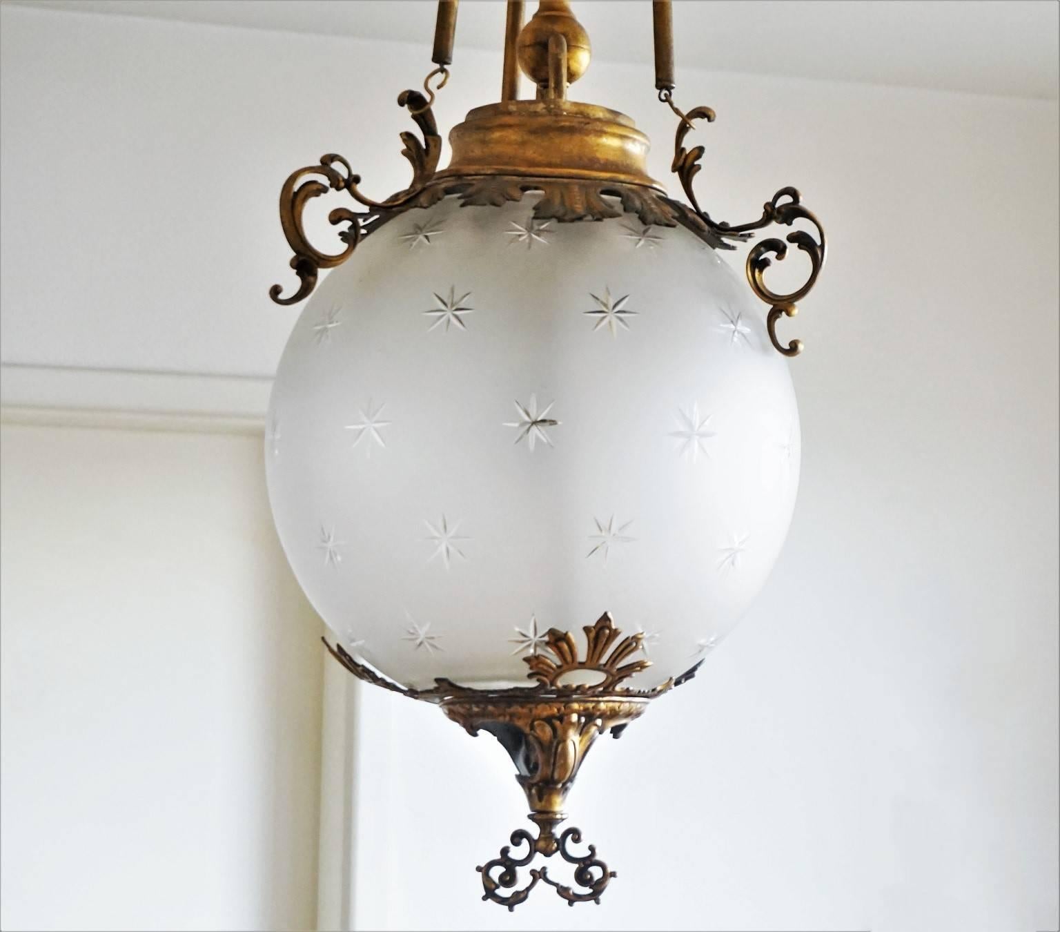 French Art Nouveau Crystal Gas Lighting circa 1870 Converted to ...