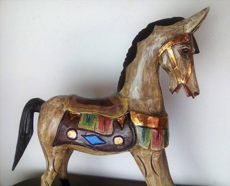French Vintage Hand-Carved Wood an Hand-Painted Rocking Horse, circa ...