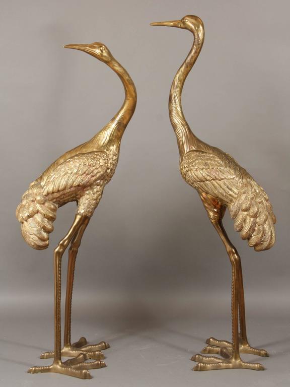 Two Tall Brass Cranes For Sale at 1stdibs