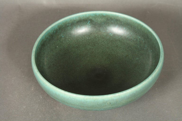 Saxbo Bowl in Turquoise Green Glaze, Numbered 57, 1950s at 1stDibs