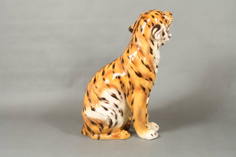 Porcelain Sculpture of a Tiger, Italy at 1stDibs