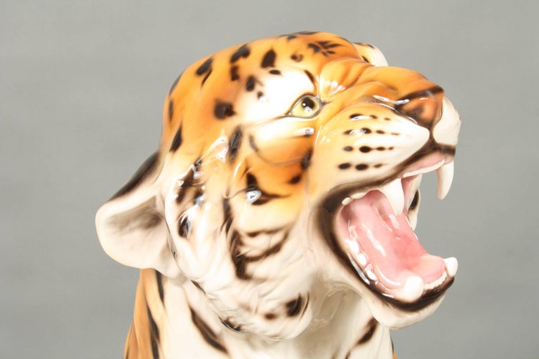 Porcelain Sculpture of a Tiger, Italy at 1stDibs