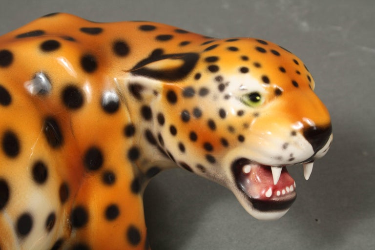 Porcelain Sculpture of a Cheetah, Italy For Sale at 1stDibs