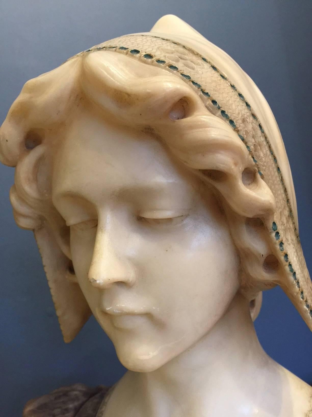 Italian Alabaster Bust of a Girl, circa 1890 at 1stDibs