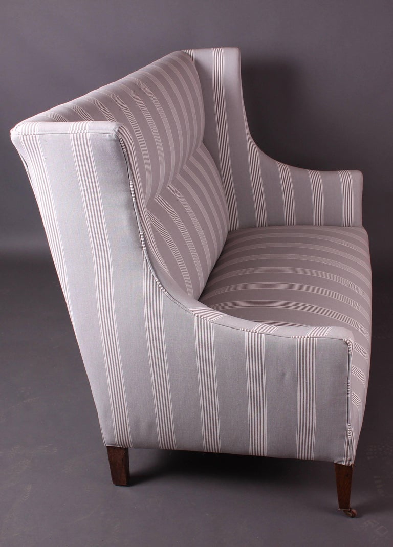 Edwardian Wingback Sofa Settee in a French Grey Stripe Fabric at 1stDibs