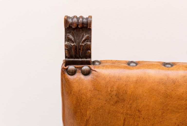 Wilhelminian Walnut Leather Chairs, a Set of Two For Sale at 1stDibs