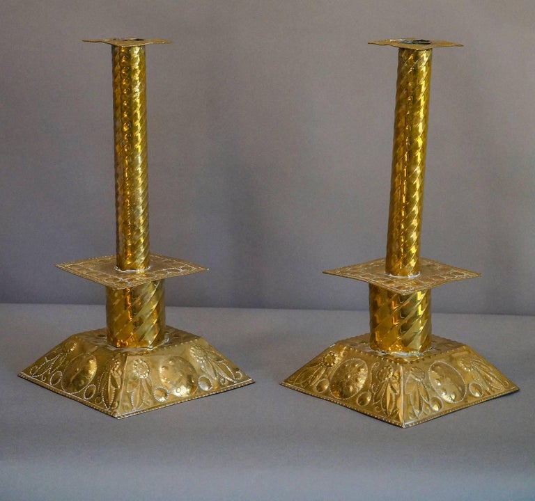 Pair of Swedish Brass Candlesticks For Sale at 1stDibs