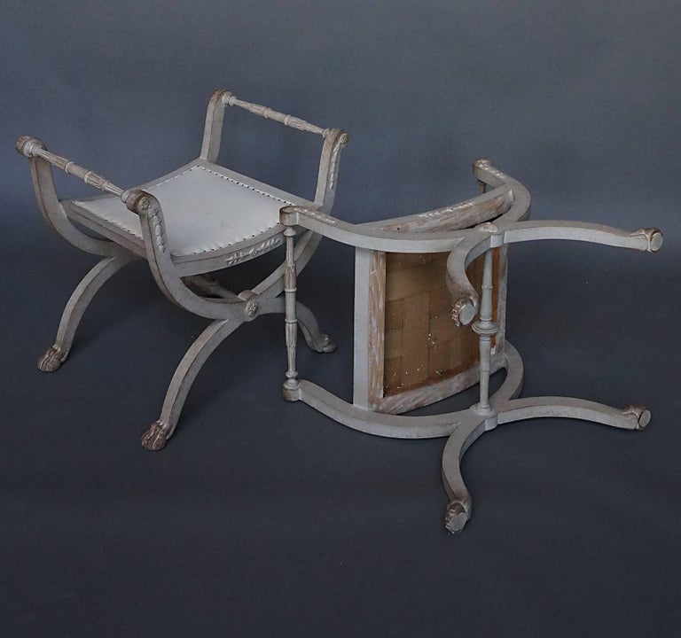 Pair of Curule Stools in the Gustavian Style at 1stDibs