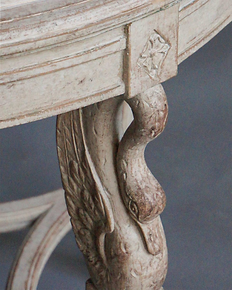 Pair of Swedish Side Tables with Carved Swans at 1stDibs