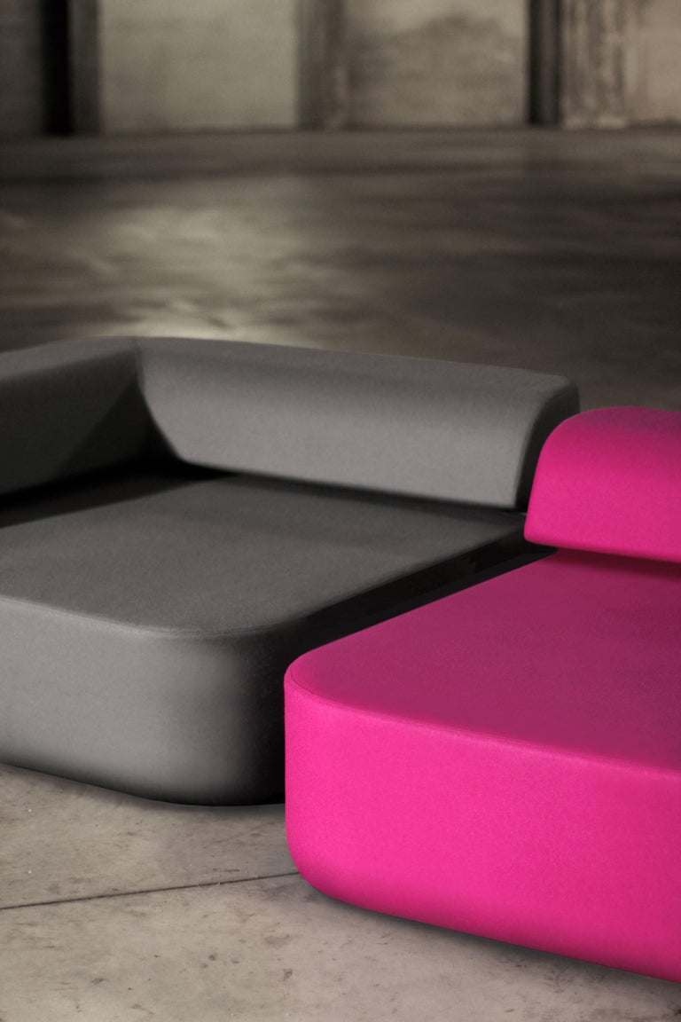 Small modern modular lounge Quad sofa in pink at 1stDibs