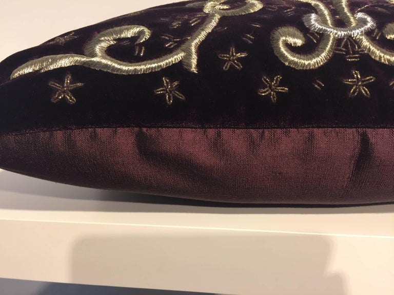 Pair of Cushions Moroccan Style Hand Embroidery Antique Gold and Silver ...