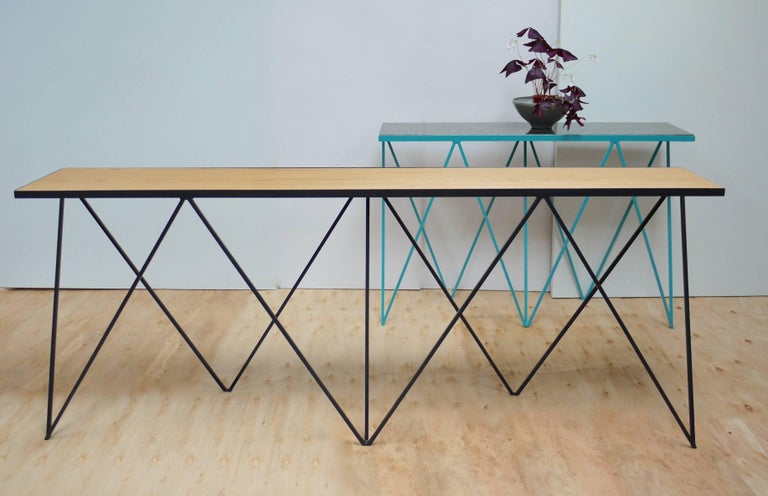 Large Modern Console Table in with Oak Top at 1stDibs