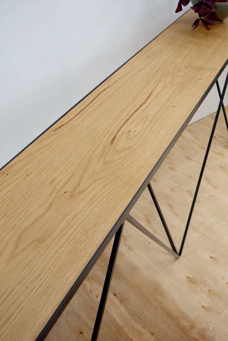 Large Modern Console Table in with Oak Top at 1stDibs