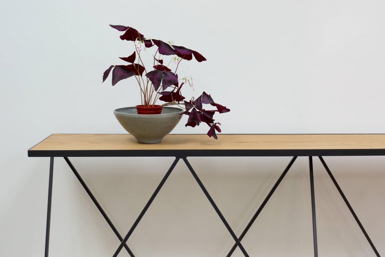 Large Modern Console Table in with Oak Top at 1stDibs