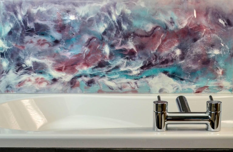 Hand Poured Flowing Resin Art Wall Panel or Splashback For Sale at ...