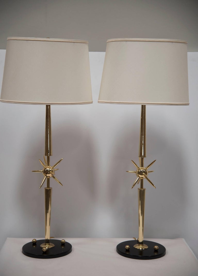 BRASS STARBURST Design Table Lamps [PAIR] For Sale at 1stDibs