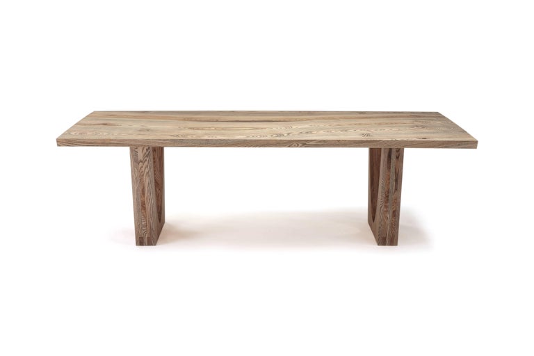 Contemporary ash table with ebony stained grain and white oil finish ...