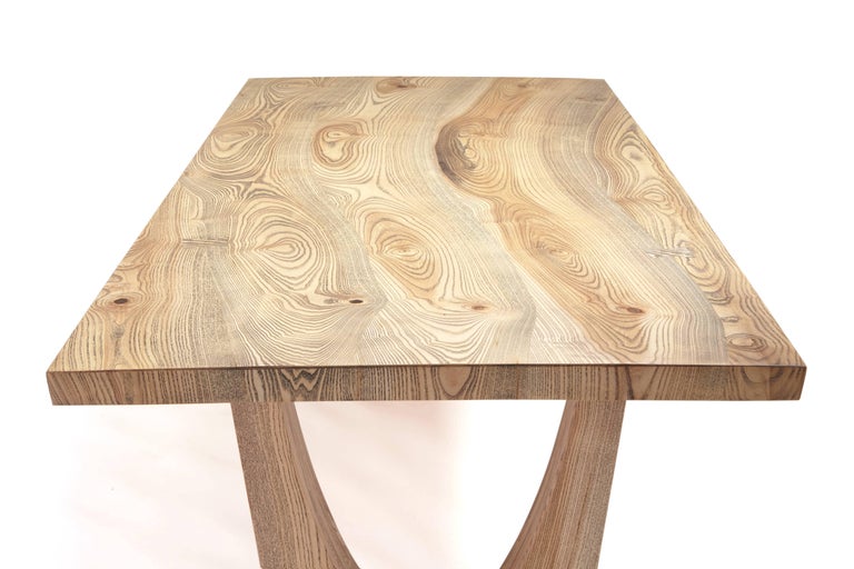 Contemporary ash table with ebony stained grain and white oil finish ...