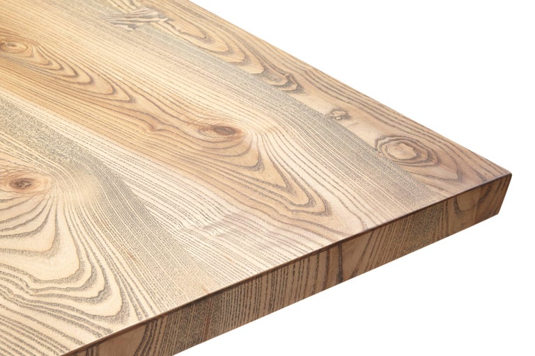 Contemporary ash table with ebony stained grain and white oil finish ...