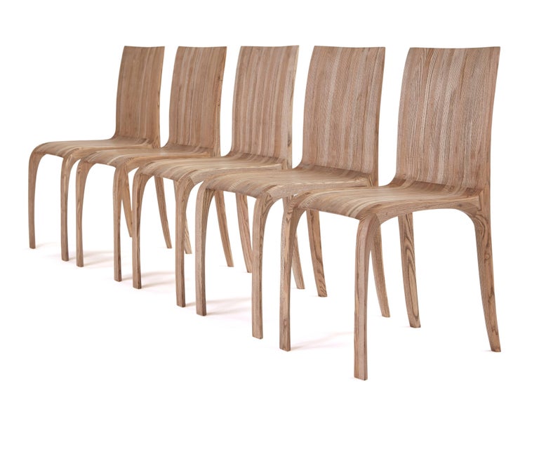 Award winning rippled, ash hand-carved chairs. by Jonathan Field at 1stDibs