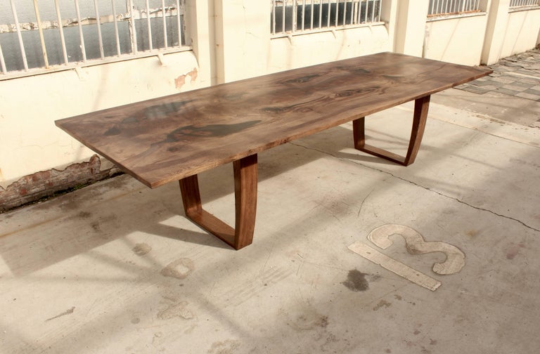 Contemporary salvaged oak and tinted resin dining table, bespoke sizes ...