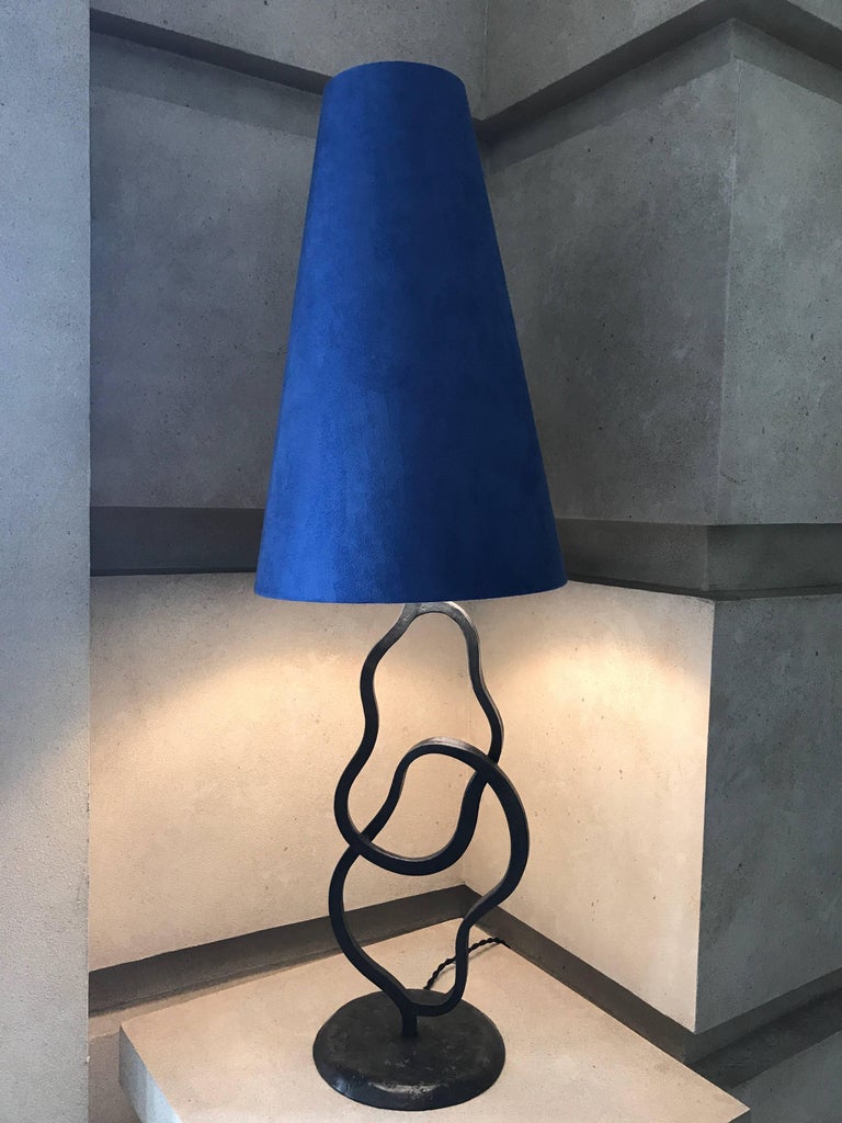 Hand-Forged, Sculptural, Abstract, Modern Wrought Iron Table Lamp For ...
