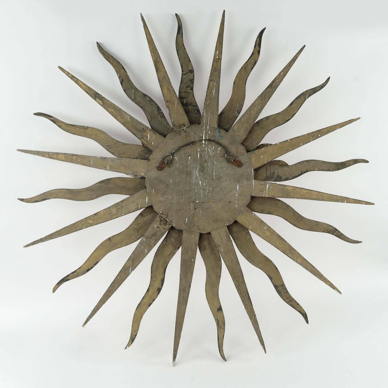 Carved Wood and Painted Sun Sculpture For Sale at 1stDibs