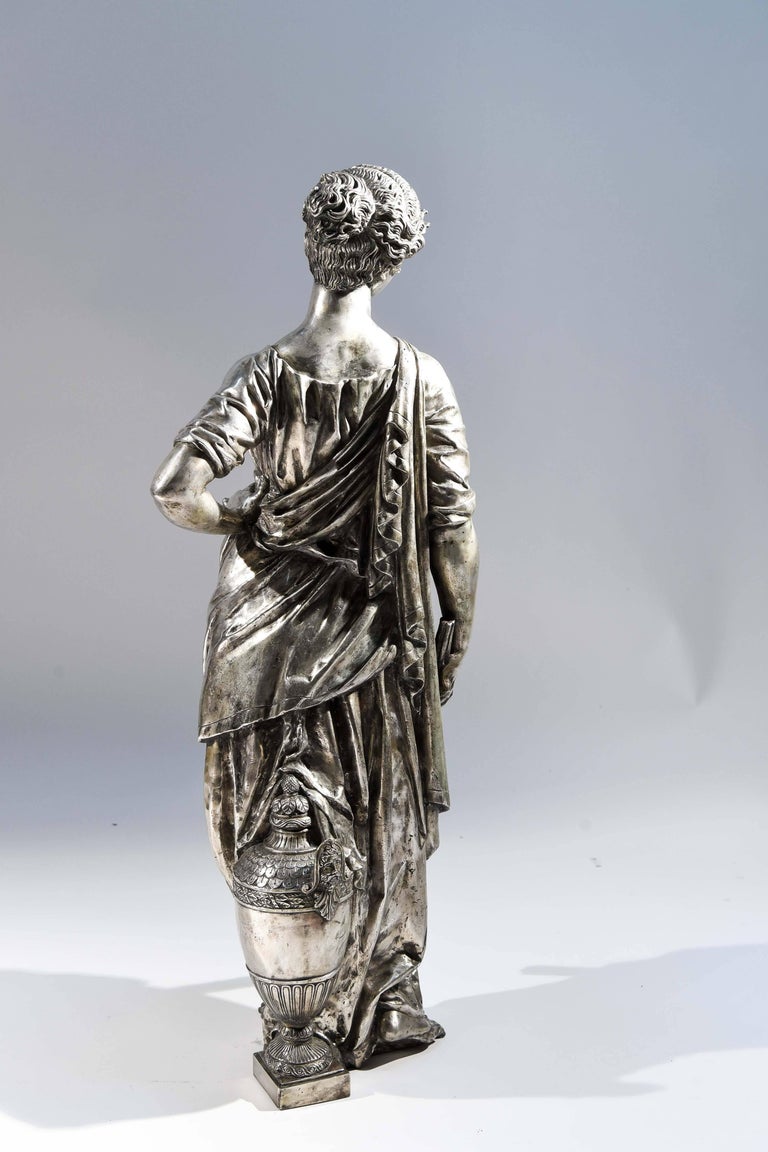 Solid Coin Silver Sculpture of Roman Goddess For Sale at 1stDibs