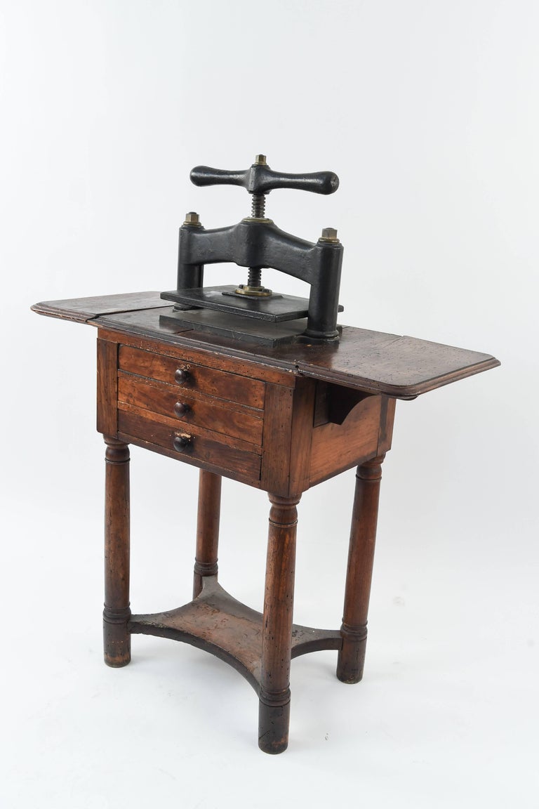 Antique 19th Century Book Press on Work Table at 1stDibs