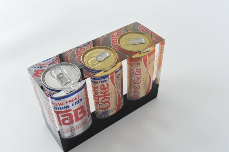 1970s Coca-Cola Can Group in Lucite Block For Sale at 1stDibs