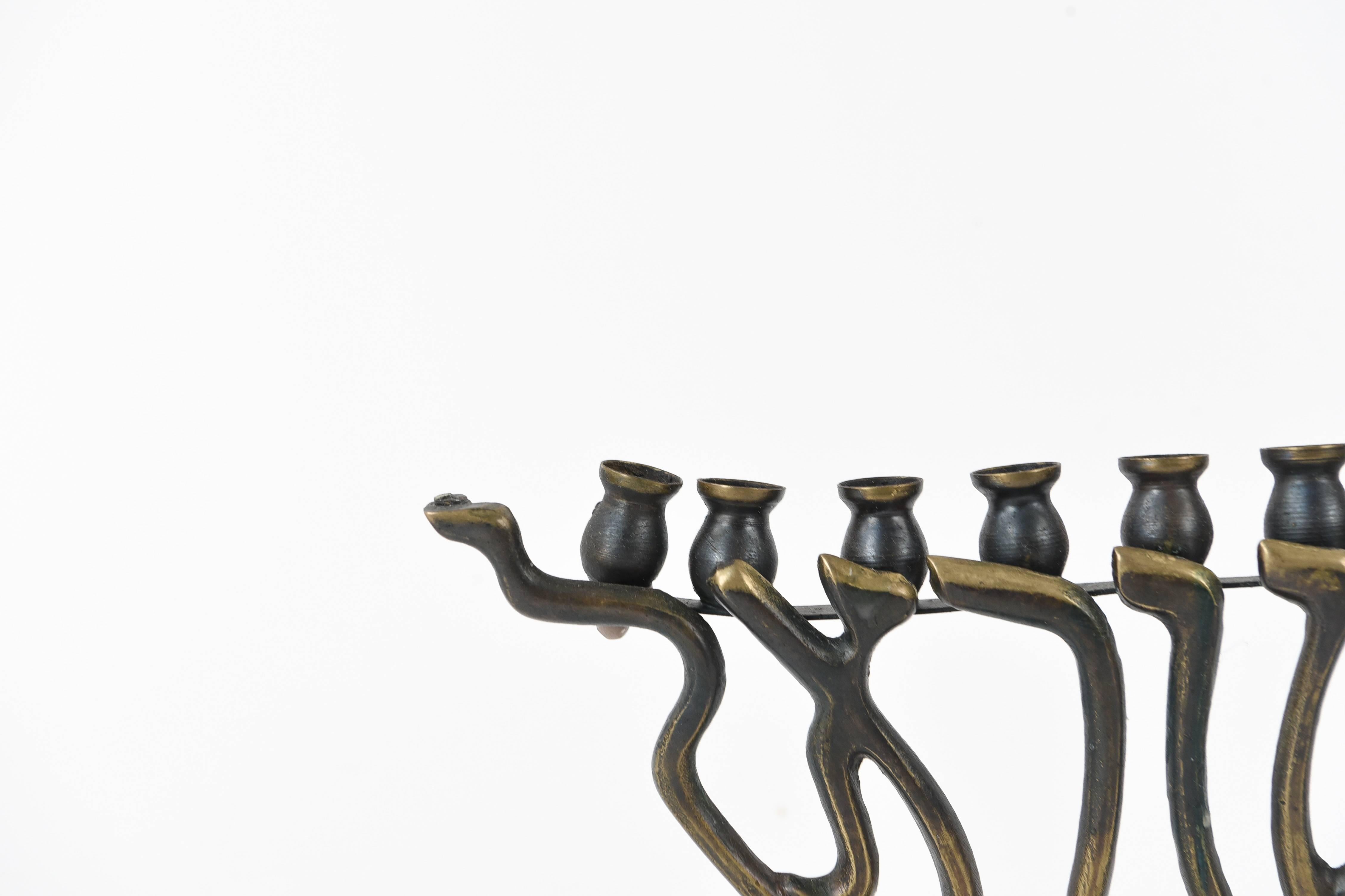 Attributed to Fantasia Israeli Verdigris Midcentury Menorah For Sale at ...