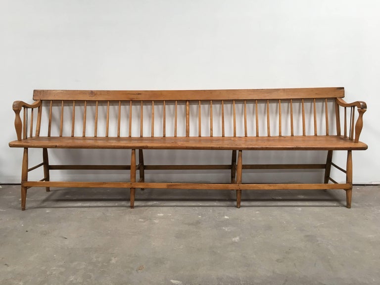 19th Century American Windsor Bench at 1stDibs