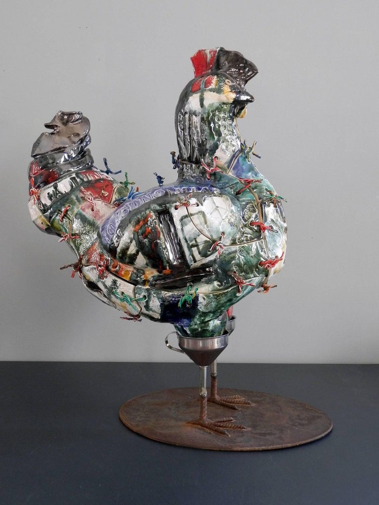 Lifesize Glazed Ceramic Hen Sculpture by Italian Artist Roberta Colombo ...