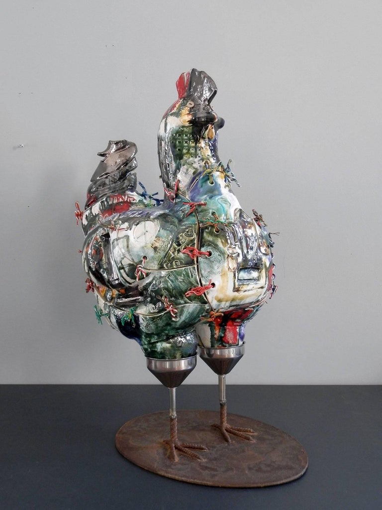Lifesize Glazed Ceramic Hen Sculpture by Italian Artist Roberta Colombo ...