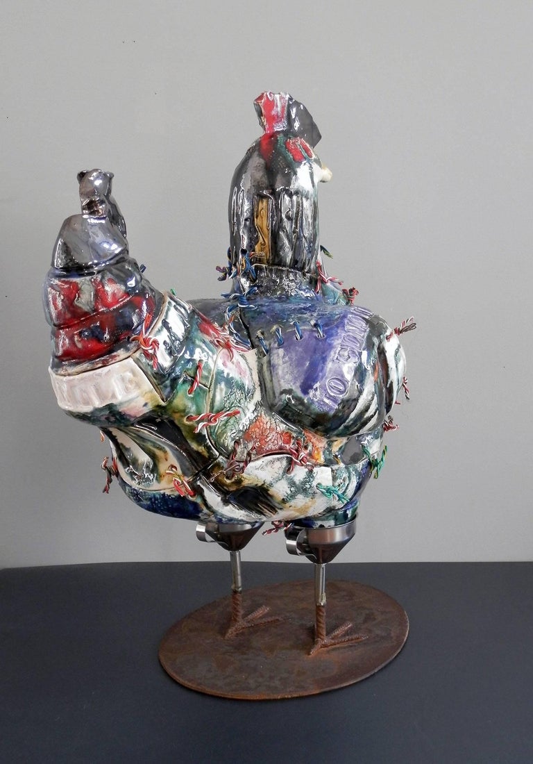 Lifesize Glazed Ceramic Hen Sculpture by Italian Artist Roberta Colombo ...