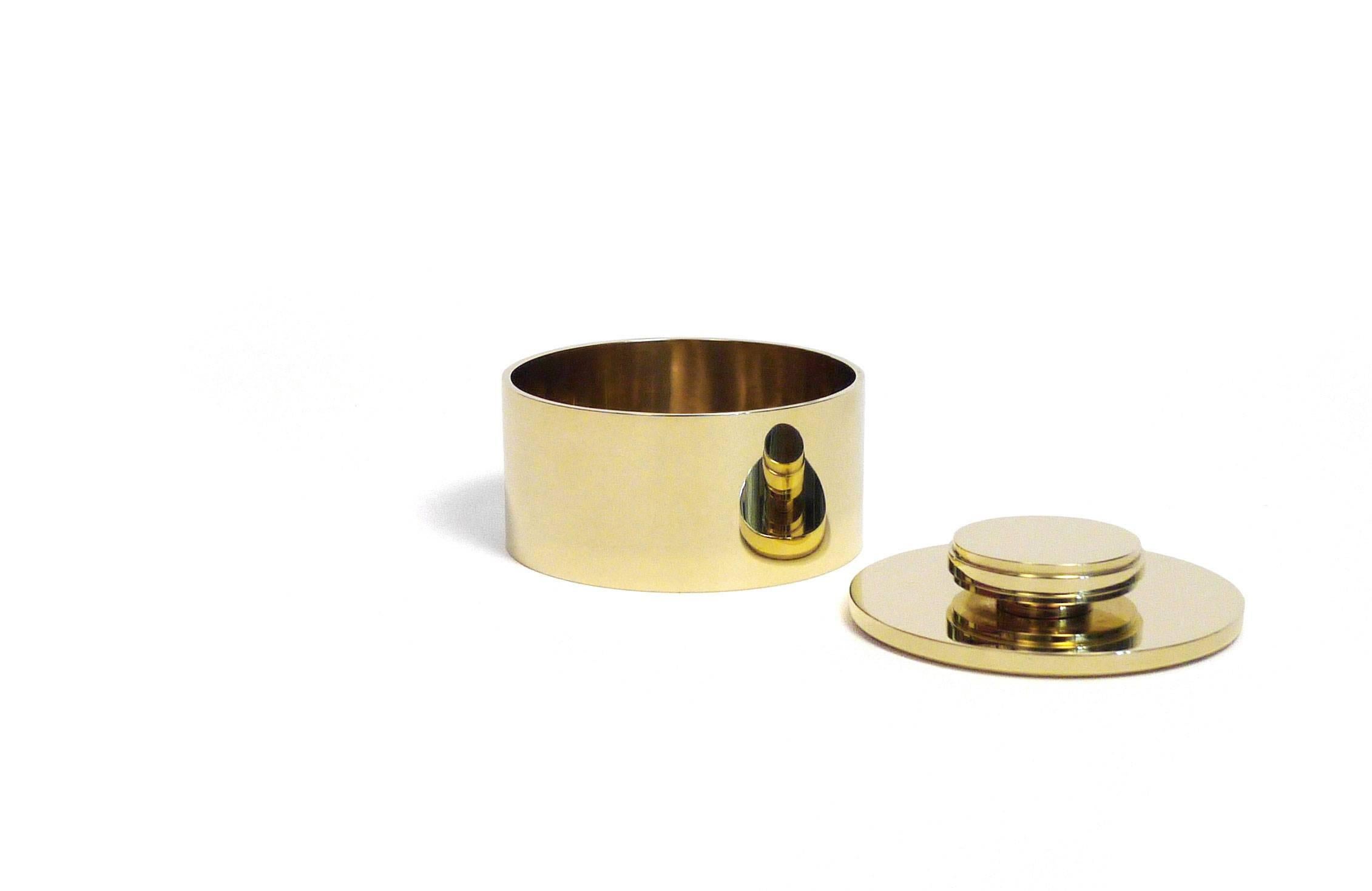 Contemporary Round Swedish Brass Modern Minimalist Artisan Box For Sale ...