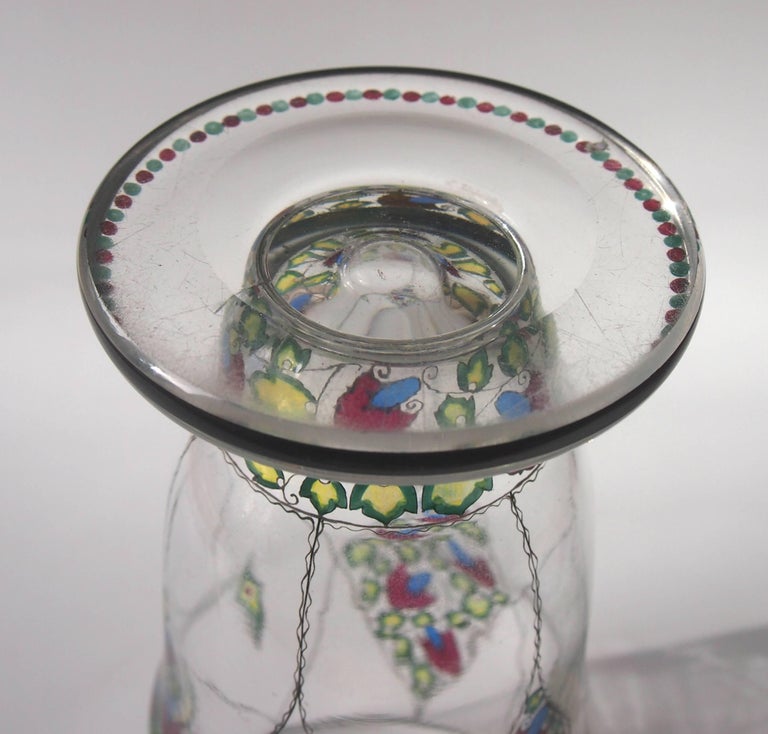 Art Deco Bohemian Fachschule Haida Enamel Glass Vase For Sale at 1stDibs