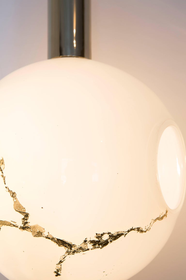 Lean Light-Modern Handmade Glass with Gold Leaf and Brass Wall and ...