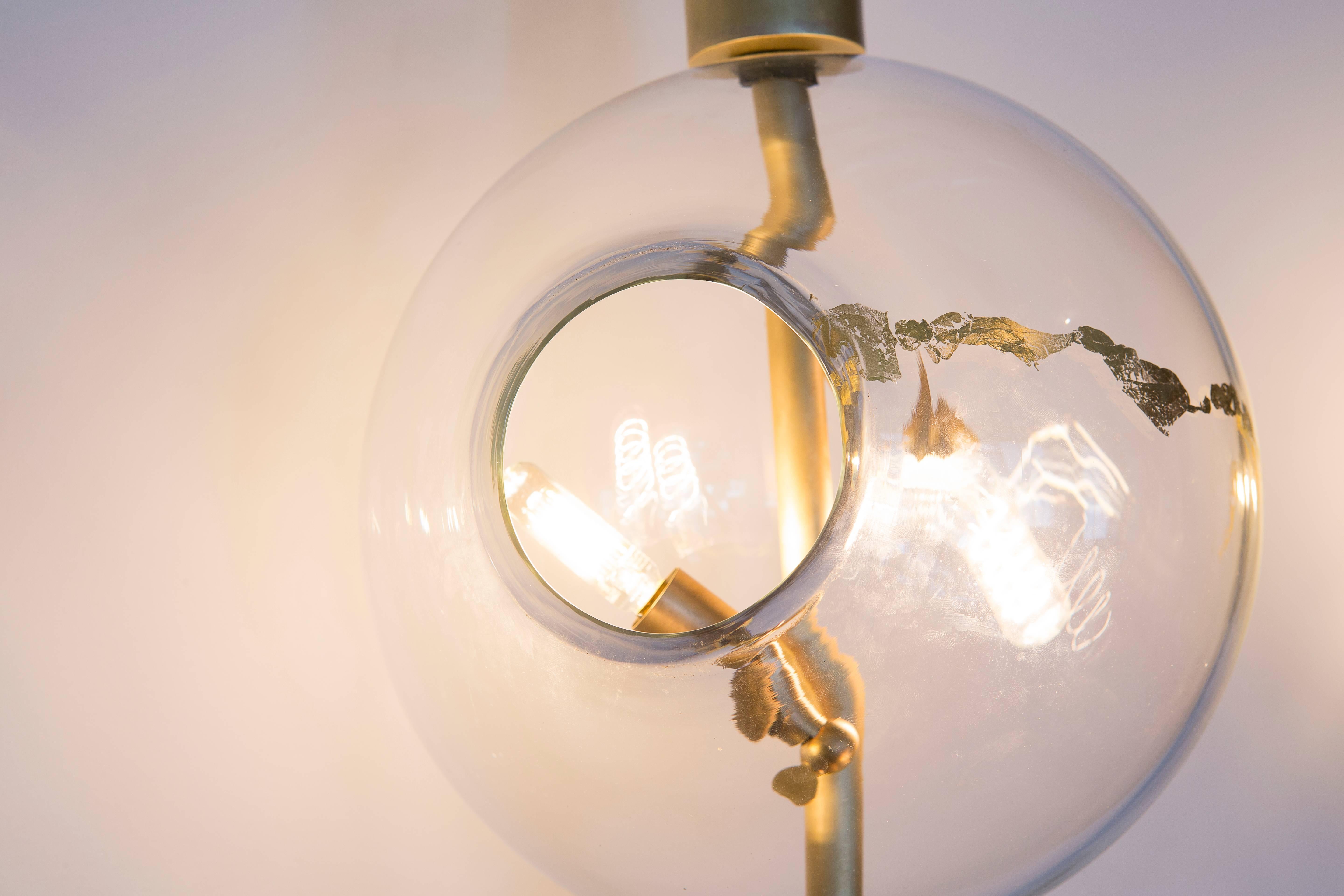 Lean Light-Modern Handmade Glass with Gold Leaf and Brass Wall and ...