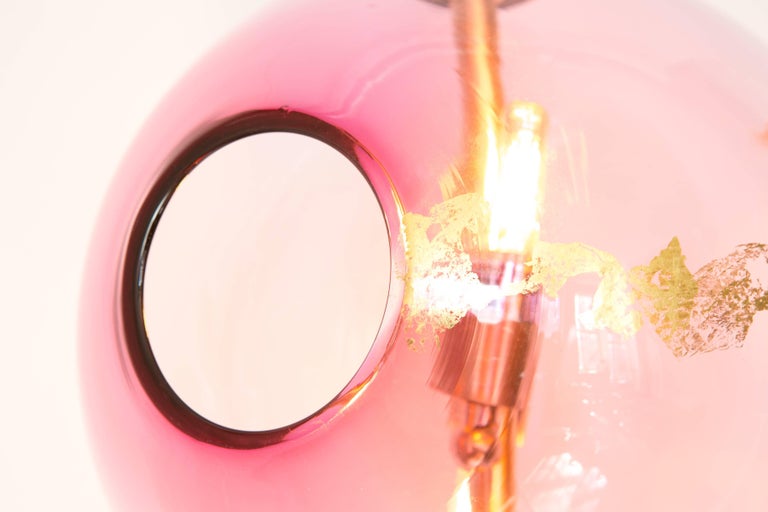 Pink Lean Light-Modern Handmade Glass with Gold Leaf, Brass Wall and ...