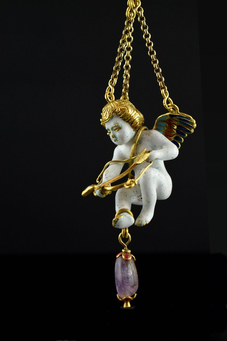 Cupid Pendant, Gold, Stones, Enamel, 17th Century at 1stDibs