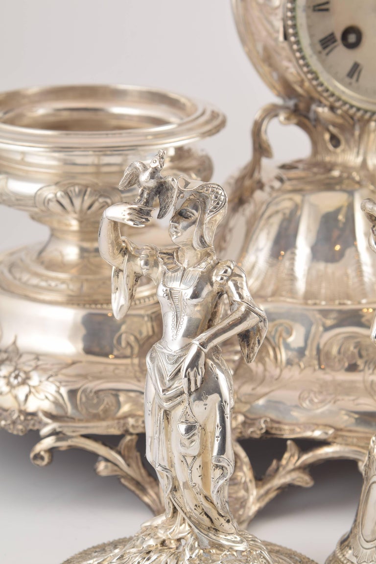 Solid Silver Writing Set with Clock, France, 19th Century with ...