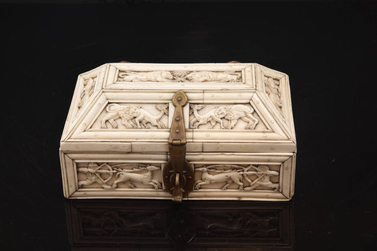 Neo-Romanesque Chest, Carved Bone, 20th Century For Sale at 1stDibs